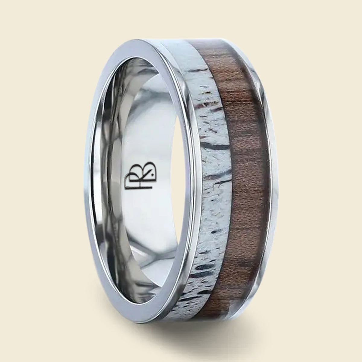 Flat Titanium: Antler & Bark – RING BEAR
